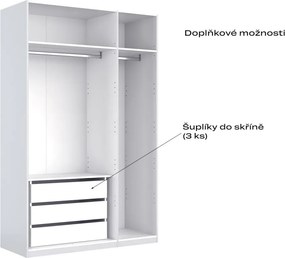 Skříň 3dv se zrcadlem, série N bílá Family