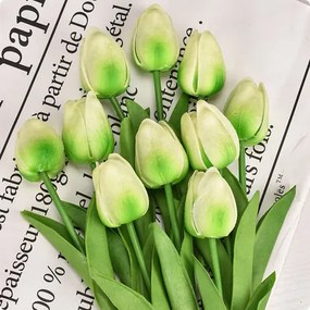 Bytová dekorace - kytice umělých tulipánů - 10 kusů Barva: 12 žlutozelená