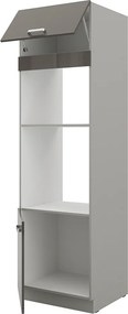 GREY gr | vysoká skříňka 60 DPM-210 2F na vestavnou troubu a mikrovlnku | 60 cm | světle šedá/tmavě šedá lesk