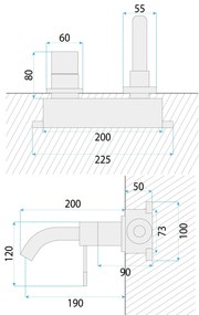 Rea Lungo Diamond, podomítková umyvadlová baterie + BOX, měděná lesklá, REA-B0540