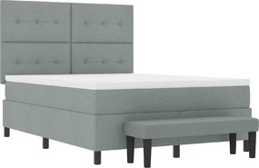 Postel s boxspringem s čelo Světle šedá 160 x 200 cm textil 3344079