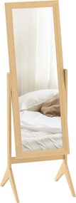 HOMCOM Volně stojící zrcadlo velké zrcadlo s nastavitelným sklonem pro šatnu, ložnici 47 x 46 x 148 cm Dub