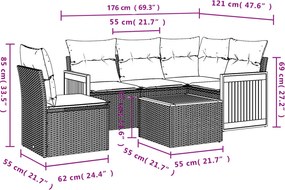 6dílná zahradní sedací souprava s poduškami béžová polyratan 3260064
