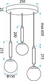 Toolight Rea, ZÁVĚSNÁ STROPNÍ LAMPA G179-3CP GOLD, OSW-07823