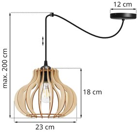 Závěsné svítidlo TIMBER SPIDER 3, 1x dřevěné stínítko