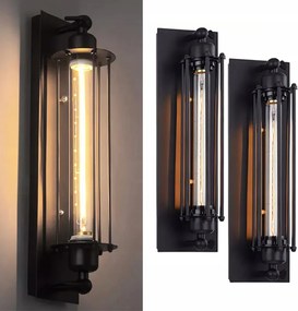 2ks Nástěnné svítidlo Retro černé Loft retro Lampa bílá teplá E27