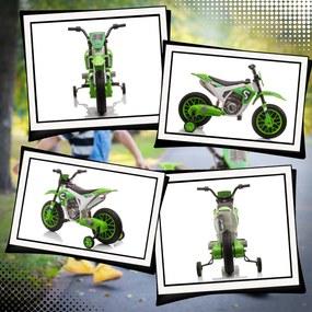HOMCOM Dětská elektrická koloběžka motorka 12V odnímatelná tréninková kolečka od 3 let PP kov | Aosom