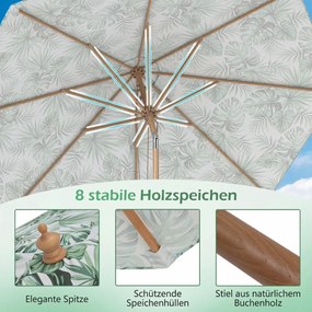 Costway Slunečník 270 cm s nastavením sklonu 30° a odvětrávanou špičkou zelené
