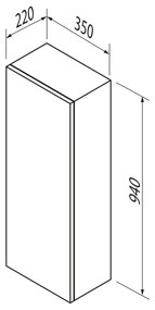 Sapho ESPACE skříňka 35x94x22cm, 1x dvířka, levá/pravá, dub stříbrný - ESC110-1111