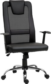 Otáčecí kancelářská židle Vinsetto s výškovým nastavením, ergonomická PU černá 66 x 73 x 108-118 cm | Aosom