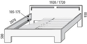 Postel Sofia, čelo rovné výřezy L 180,160 Domestav F130 Materiál: Buk cink, Povrchová úprava: Olej, Specifikace: 160x200