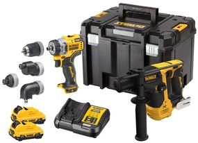 DeWALT - 12V AKU sada vrtačky 4v1 a kombinovaného kladiva, 2x aku 3,0 Ah XR, nabíječka DCK2101L2T