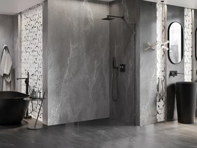 Mexen, Mexen Lunar L sprchová stěna pravá 110 x 200 cm, průhledná 8 mm, pistolový kov - 830L-110-000-95-00-P