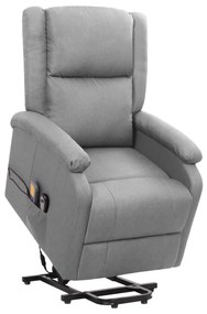 Zvedací masážní křeslo světle šedé textil 329709