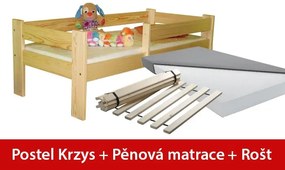 Maxi-drew Postel KRZYS 70 x 160 cm + pěnová matrace + rošt