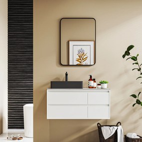 HOMCOM Zrcadlo do koupelny 60x80 cm, dekorativní zrcadlo s kovovým rámem a snadnou instalací na stěnu do obývacího pokoje a předsíně