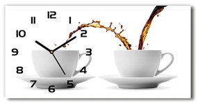 Wallmuralia Skleněné hodiny na stěnu Tekoucí káva 60x30 cm