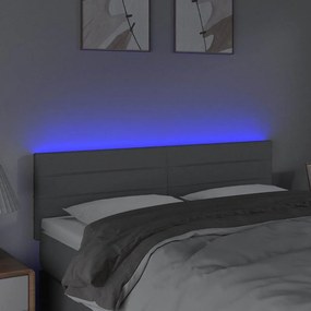 Čelo postele s LED světle šedé 144 x 5 x 78/88 cm textil 3121750
