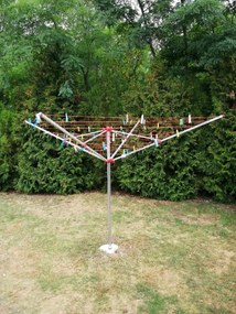Erga Garden 5000, volně stojící 4-ramenný zahradní sušák na prádlo 200x200x195 cm, stříbrná-červená, ERG-SEP-10SUSOGRGAR50