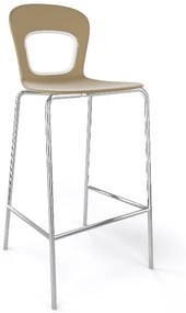 GABER - Barová židle BLOG - nízká, béžovobílá/chrom