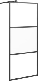 Zástěna do průchozí sprchy s policí černá 80x195 cm ESG/hliník 3185451