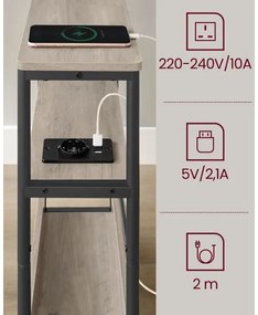 Odkládací stolek s vestavěnou zásuvkou a USB porty ROD hnědá/černá