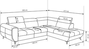 Rohová sedací souprava MONA PIK | 260x217cm | rozkládací s úložným prostorem | VÝBĚR LÁTEK