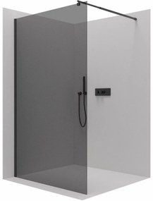 Cerano Onyx, sprchová zástěna Walk-in 140x200 cm, 8mm šedé sklo, černý profil, CER-CER-426427