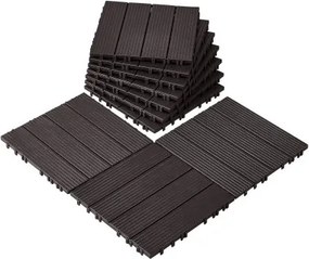 zámkové palubkové dlaždice 10 balení 30,5 × 30,5 cm vodotěsné pro verandu tmavě hnědá