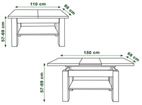 Konferenční stolek rozkládací Indra (dub sonoma)