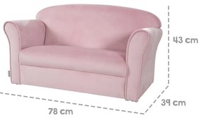 Světle růžová sametová dětská pohovka 78 cm Lil Sofa – Roba