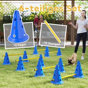 Agility set pro psy 6dílné agility vybavení pro výcvik psů Zásuvná sada překážek s 12 kužely 6 překážek Přepravní taška