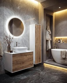 Aqualine Aqualine, ZANYA vysoká skříňka 35x140x30cm, bílá mat/dub emporio, ZA140