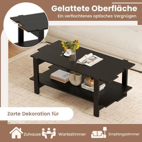 Costway 2patrový konferenční stolek s policí Obdélníkový Accent Table, černý