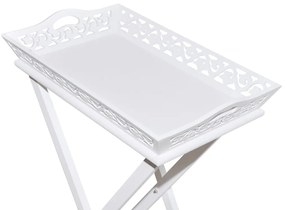 vidaXL Bílý stolek s podnosem na květináče