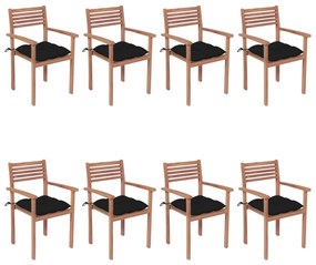 Stohovatelné zahradní židle s poduškami 8 ks masivní teak,  3072622