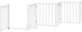 Zábrana pro psy s dvířky skládací 9 panelů bílá 450 cm topol 3155703