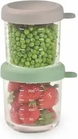 Beaba Kelímky na jídlo skleněné 2x 250 ml Green Grey