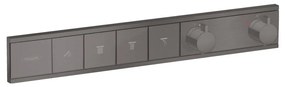 Hansgrohe Rain Select - Podomítkový termostatický modul pro 4 spotřebiče, kartáčovaný černý chrom 15382340