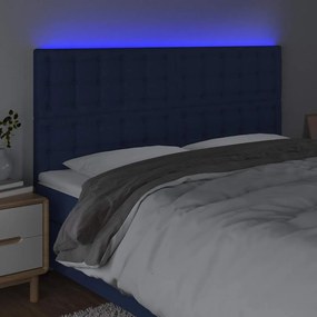 Čelo postele s LED modrá 200x5x118/128 cm textil 3122886
