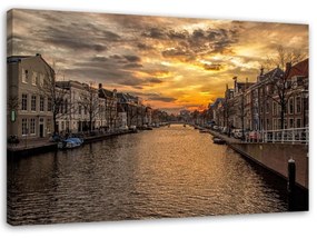 Obraz na plátně Říční město Amsterdam - 60x40 cm