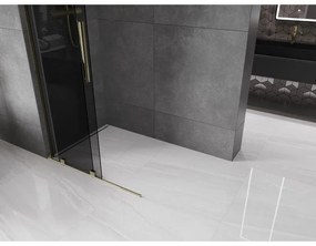 Mexen Velar L, posuvná sprchová zástěna Walk-in 90 x 200 cm, 8mm šedé sklo, zlatá lesklá, 871-090-003-43-50