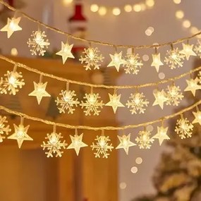 LED vánoční osvětlení vločka/hvězda EHD-LS05 teplá bílá / Řetěz / 40 L
