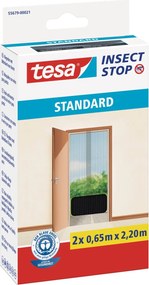 tesa Síť na suchý zip proti hmyzu STANDARD do dveří, antracit, 2 x 0,65 x 2,20 m