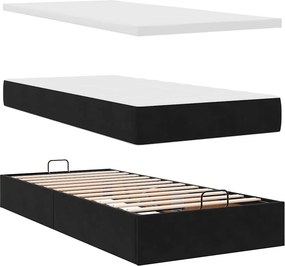 Osmanský rám postele s matrací černá 80x200cm samet 3311809