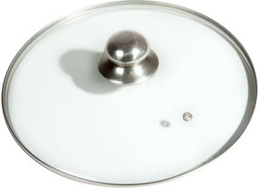 Skleněná poklička s nerezovým úchytem pr. 24 cm