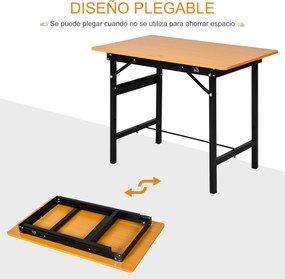 HOMCOM Skládací pracovní stůl s pravítkem Nosnost 100 kg 100x60x75,5 cm Přirozená a černá