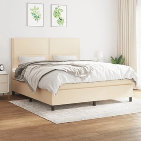 Box spring postel s matrací krémová 120x190 cm textil