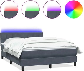 Box spring postel s matrací a LED tmavě šedá 160x210 cm samet 3316888