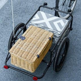 HOMCOM Cyklopřívěs s odnímatelným a skládacím úložným boxem 65L, bezpečnostními odrazkami a pneumatikami, maximální zatížení 40KG, šedý